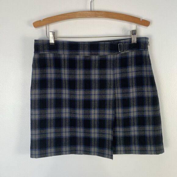 LOFT | Skirts | Loft Factory Grey Blue Black Fully Lined Plaid Mini ...